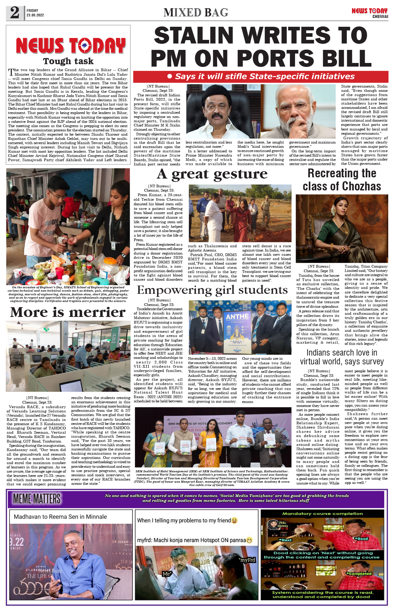 E-paper | 23 September 2022 - News Today | First with the news