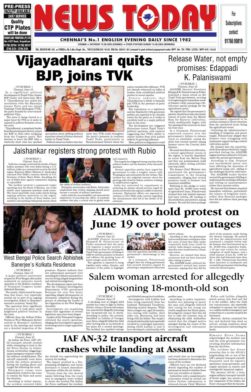 13062026-Pg-1 - News Today | First with the news