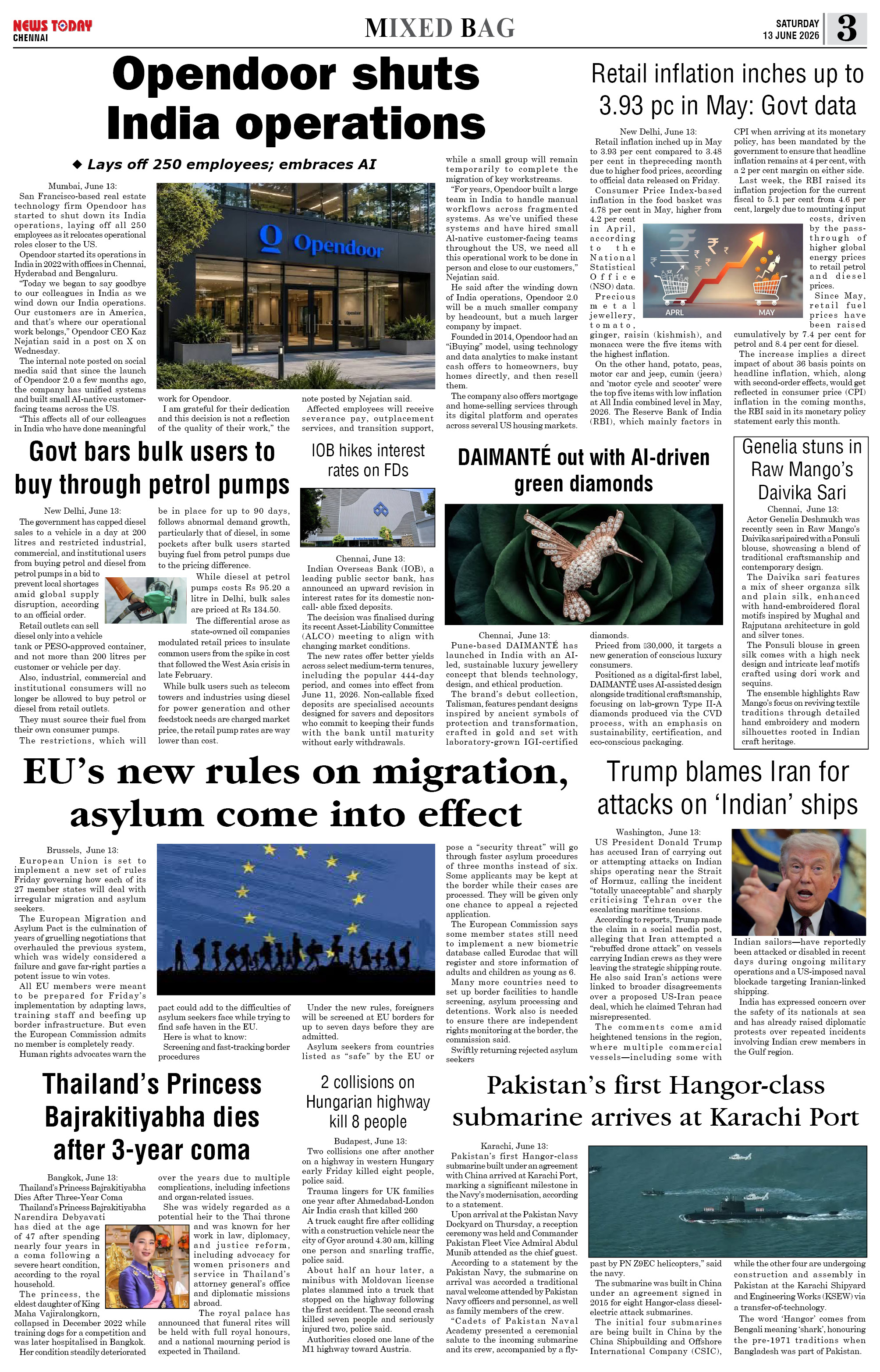 E-paper 13 June 2026 - News Today | First with the news