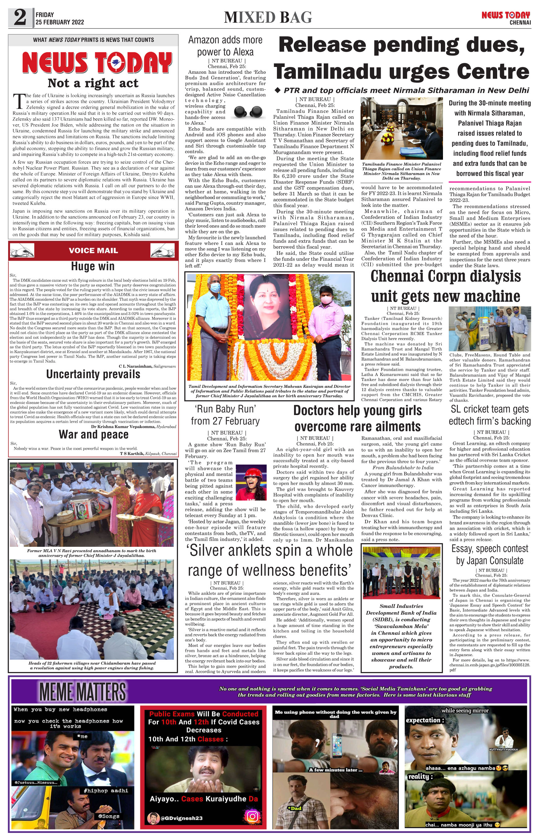 25- February-2022 - News Today | First with the news