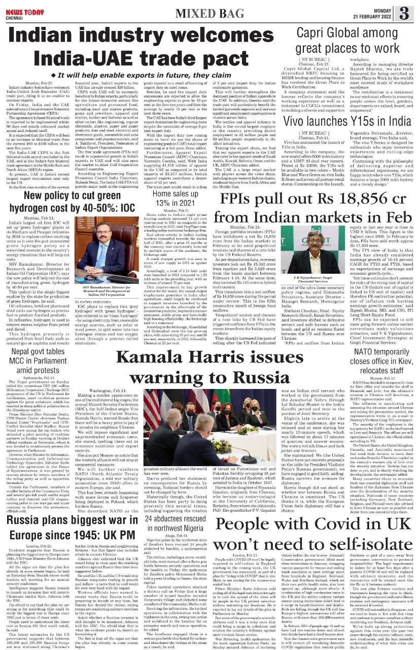 21- February-2022 - News Today | First with the news