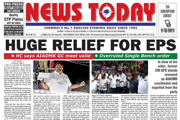E-paper | 02 September 2022 - News Today | First with the news